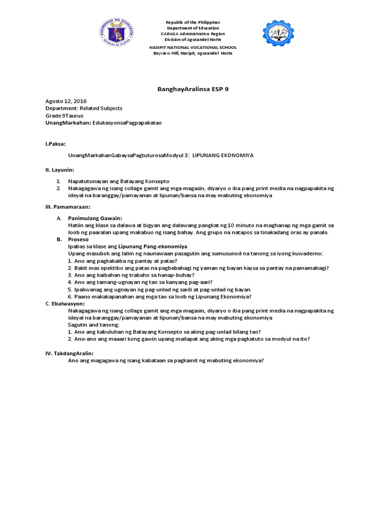 Esp 9 - LP - August 12, 2016 | PDF