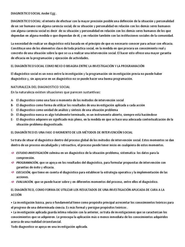 DIAGNOSTICO SOCIAL Ander Egg | PDF | Conocimiento | Diagnostico medico