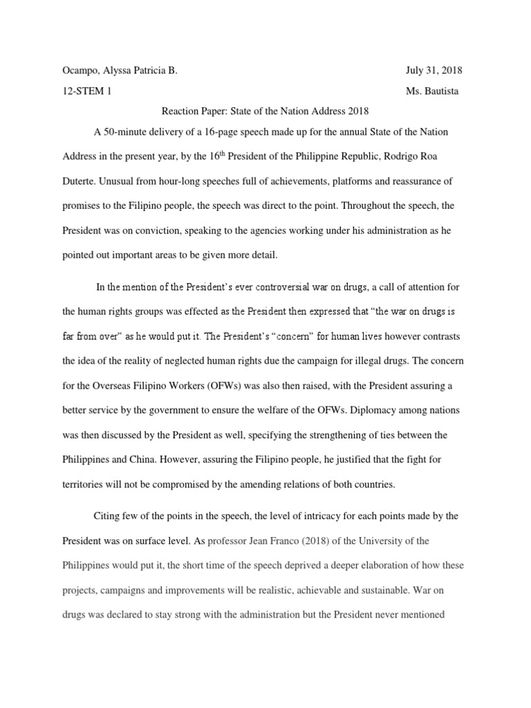 Reaction Paper Sona | PDF | Philippines | Public Sphere