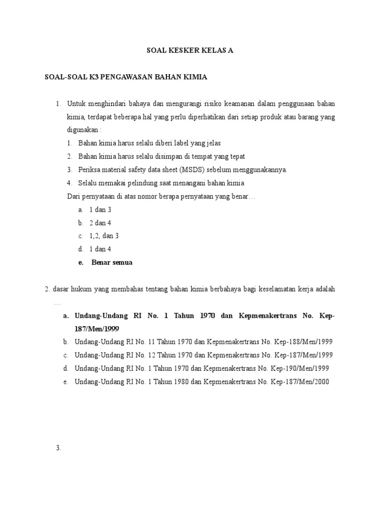 Soal Kesker Kelas A | PDF