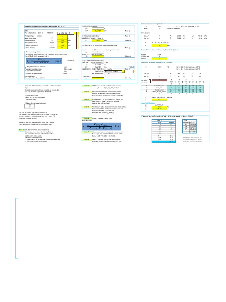 Pipes. Wall Thickness Calculation According ASME B31.3 | Pipe (Fluid ...
