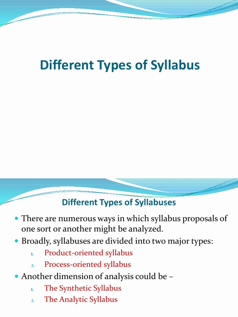 Different Types of Syllabus. 02 | PDF | Language Acquisition | Learning