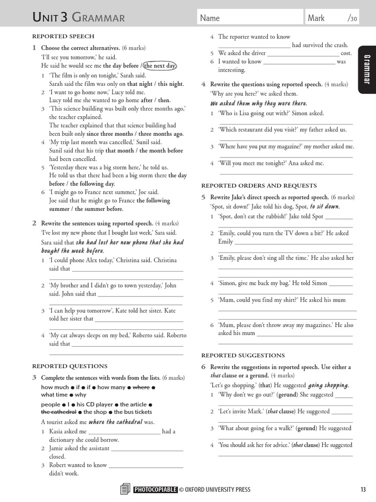 Reported Speech | PDF | Sentence (Linguistics)