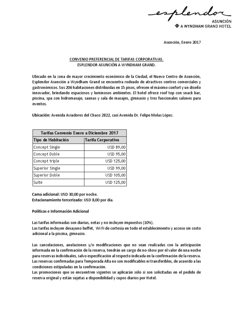 Modelo de Tarifario | PDF | Hotel | Tarjeta de crédito