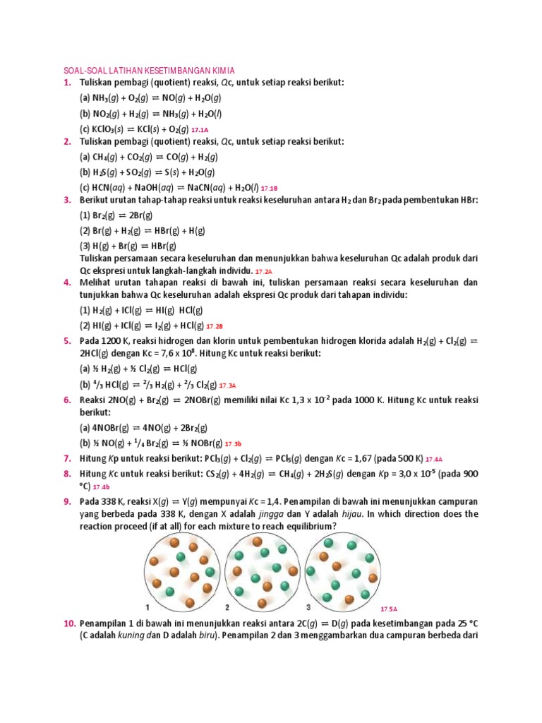 SOAL Latihan Kesetimbangan Kimia | PDF | Metode & Bahan Ajar | Sains & Matematika