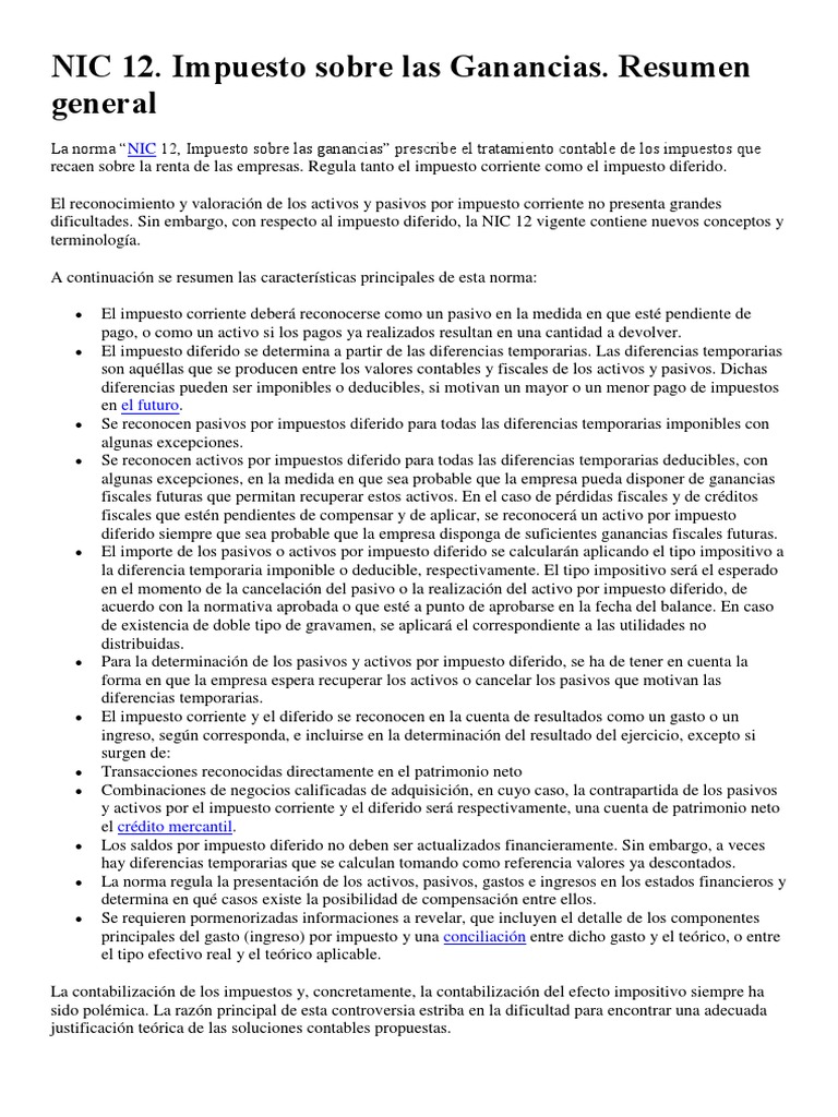 NIC-12 Word | PDF | Beneficio (economía) | Impuestos