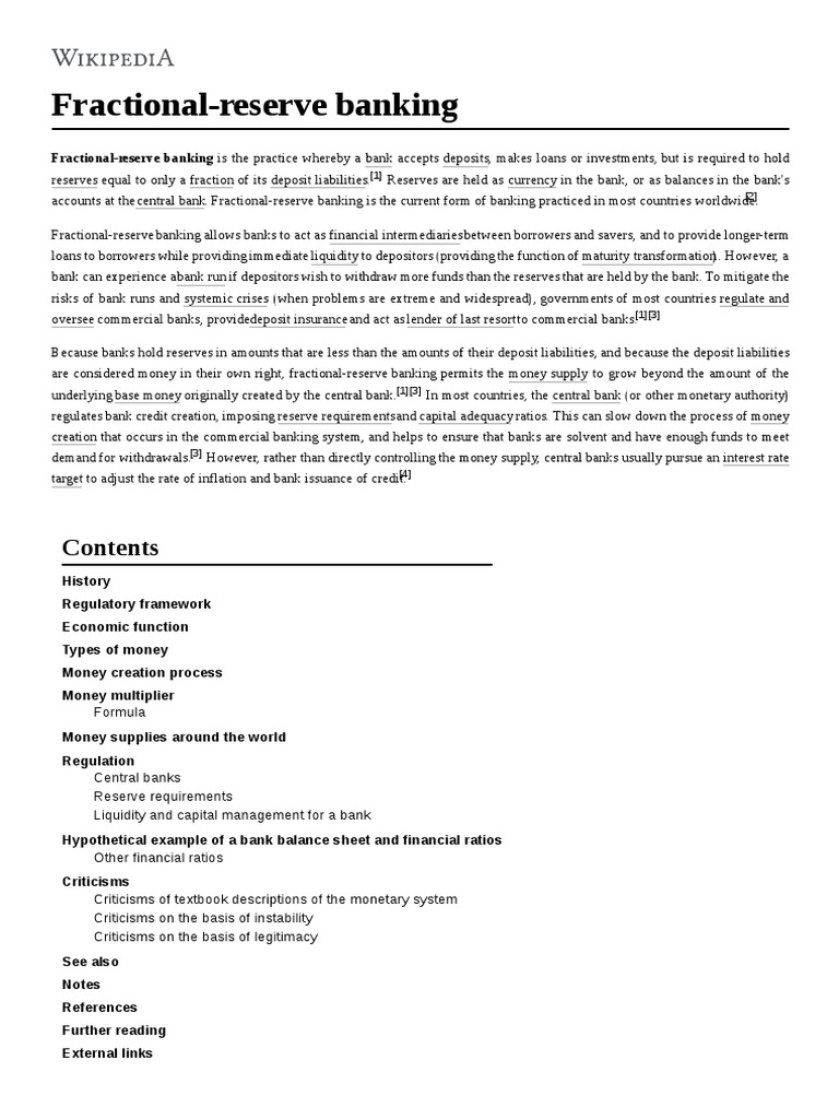 Fractional Reserve Banking | PDF | Fractional Reserve Banking | Money ...
