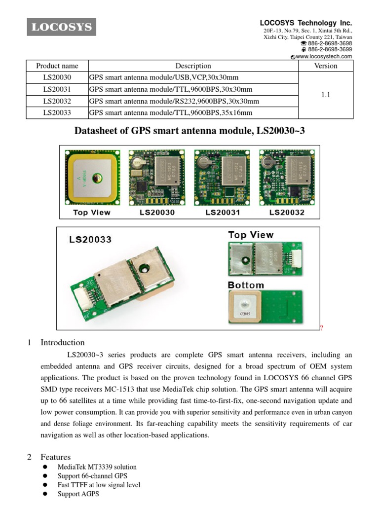 LS20030 3 Datasheet v1.1 | PDF | Global Positioning System | Geomatics