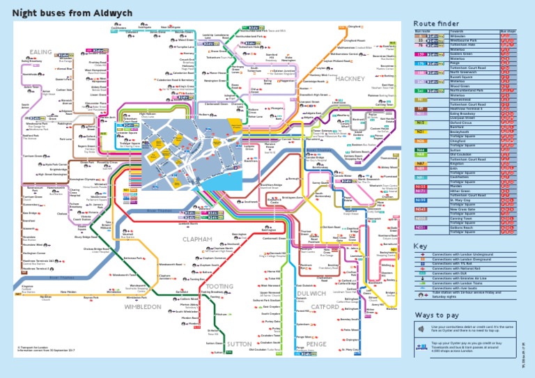 TFL Night Bus Spider Map For Aldwych | PDF | Bus Transport | London