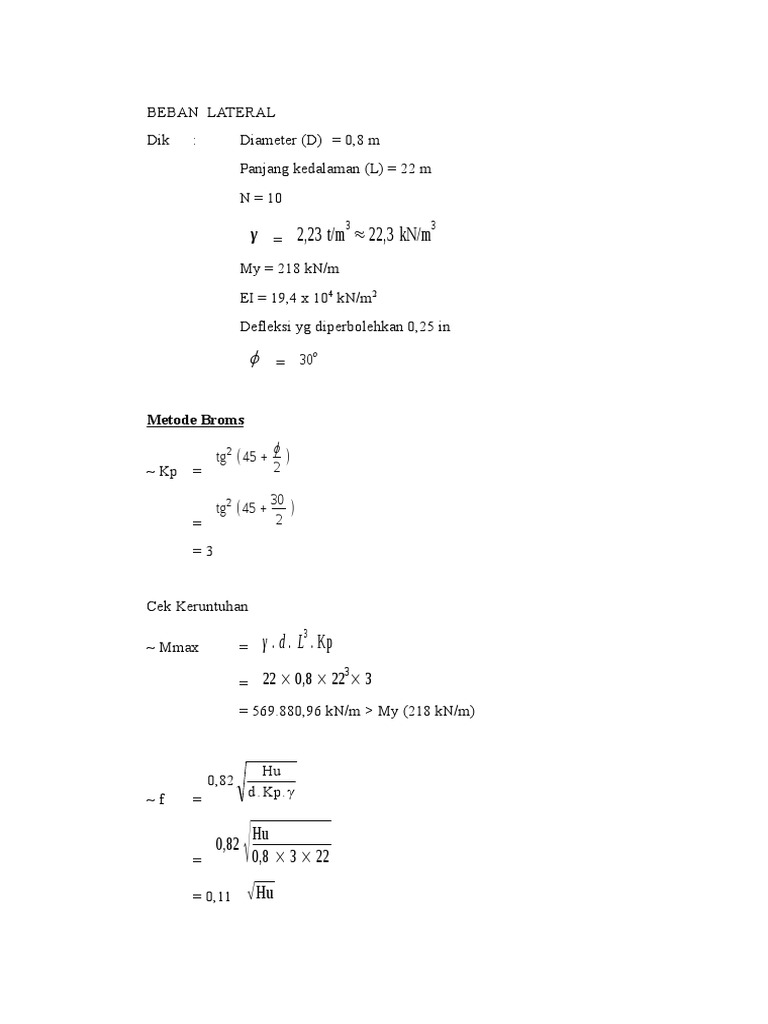 2,23 T/M 22,3 KN/M: Metode Broms | PDF
