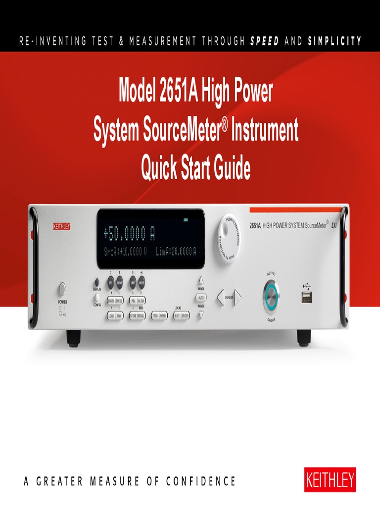 Model 2651A High Power Instrument Quick Start Guide System Sourcemeter ...