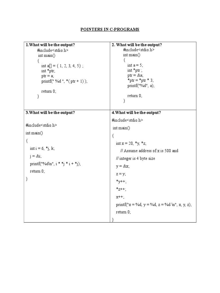 Pointers in C-Que Set | PDF | Integer (Computer Science) | Pointer (Computer Programming)
