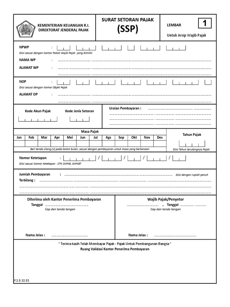 Formulir Surat Setoran Pajak (SSP) | PDF