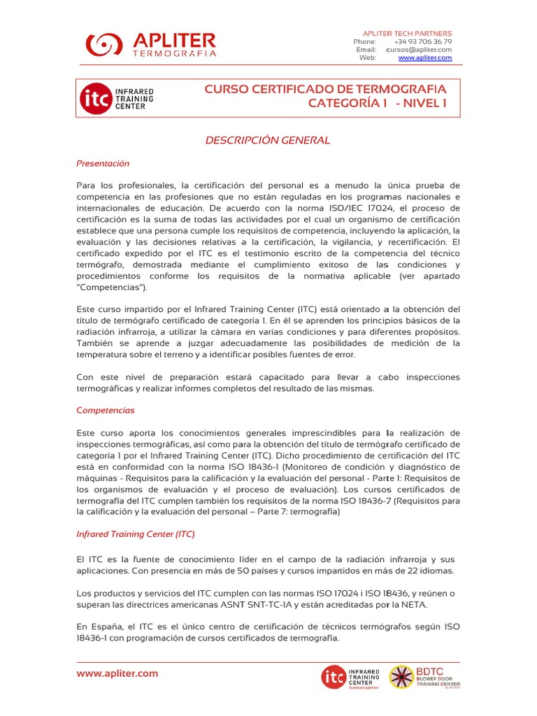 ITC-CER-4101 N1 Curso Certificado Nivel 1 - 4d - 1a | Descargar gratis PDF | Radiación ...