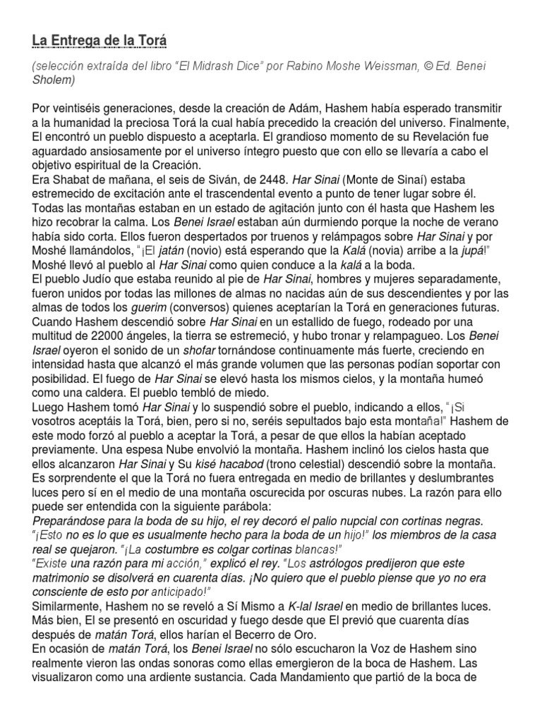La Entrega de La Torá | PDF | Mitzvá | Nombres de Dios en el judaísmo