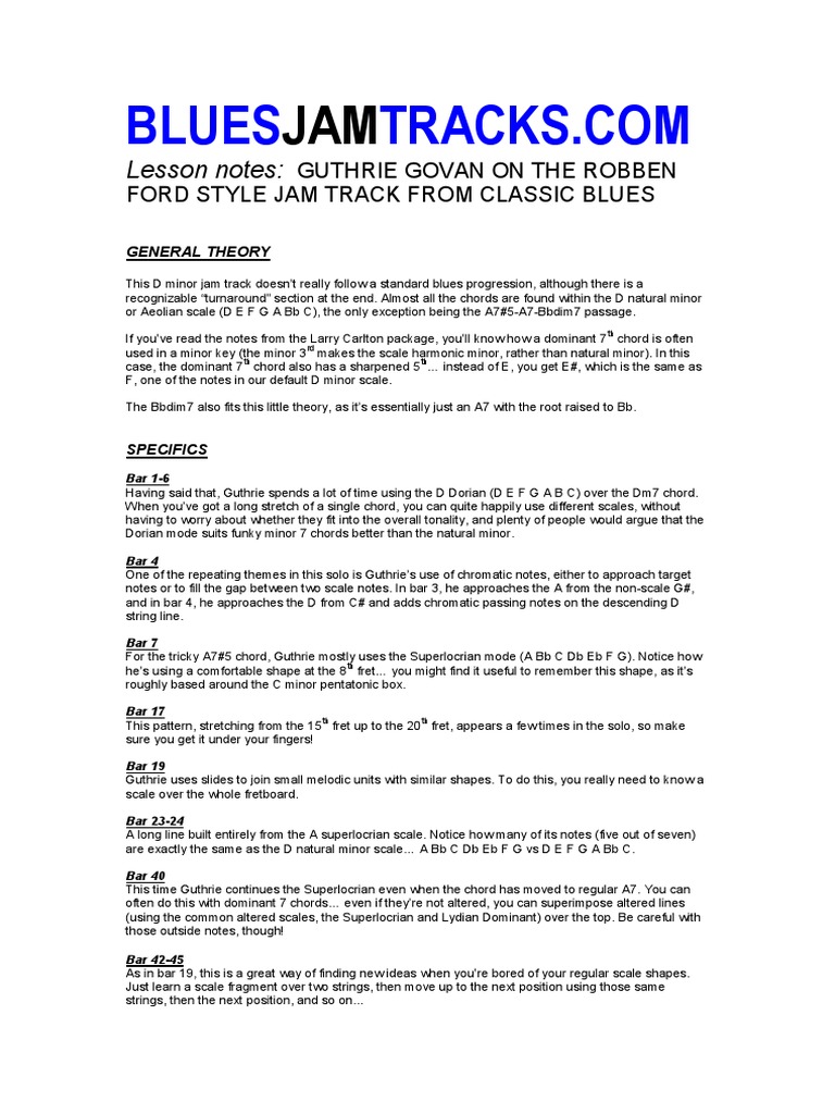 Guthrie Govan - Style Robben Ford | PDF | Minor Scale | Scale (Music)