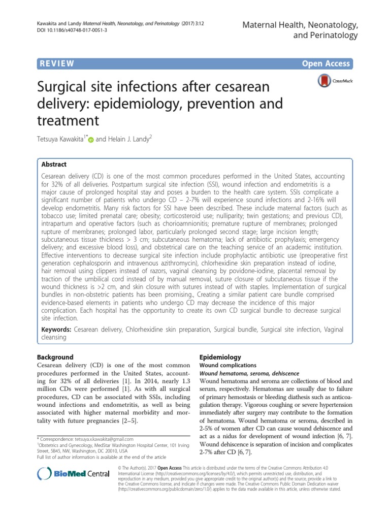 Surgical Site Infections After Cesarean Delivery: Epidemiology ...