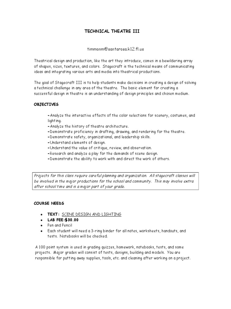 Stagecraft III: Design & Production Skills | PDF