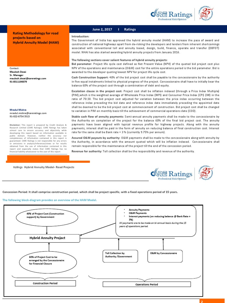 Rating Methodology for Road Projects based on Hybrid Annuity Model (HAM ...