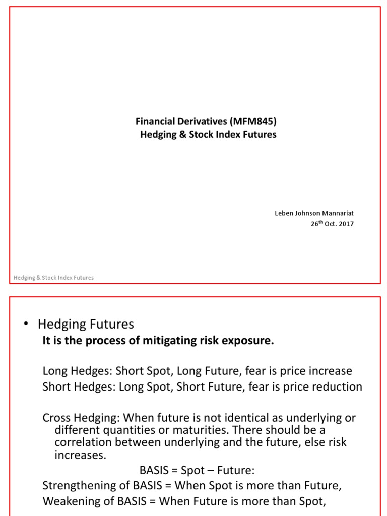 Financial Derivatives (MFM845) Hedging & Stock Index Futures | PDF