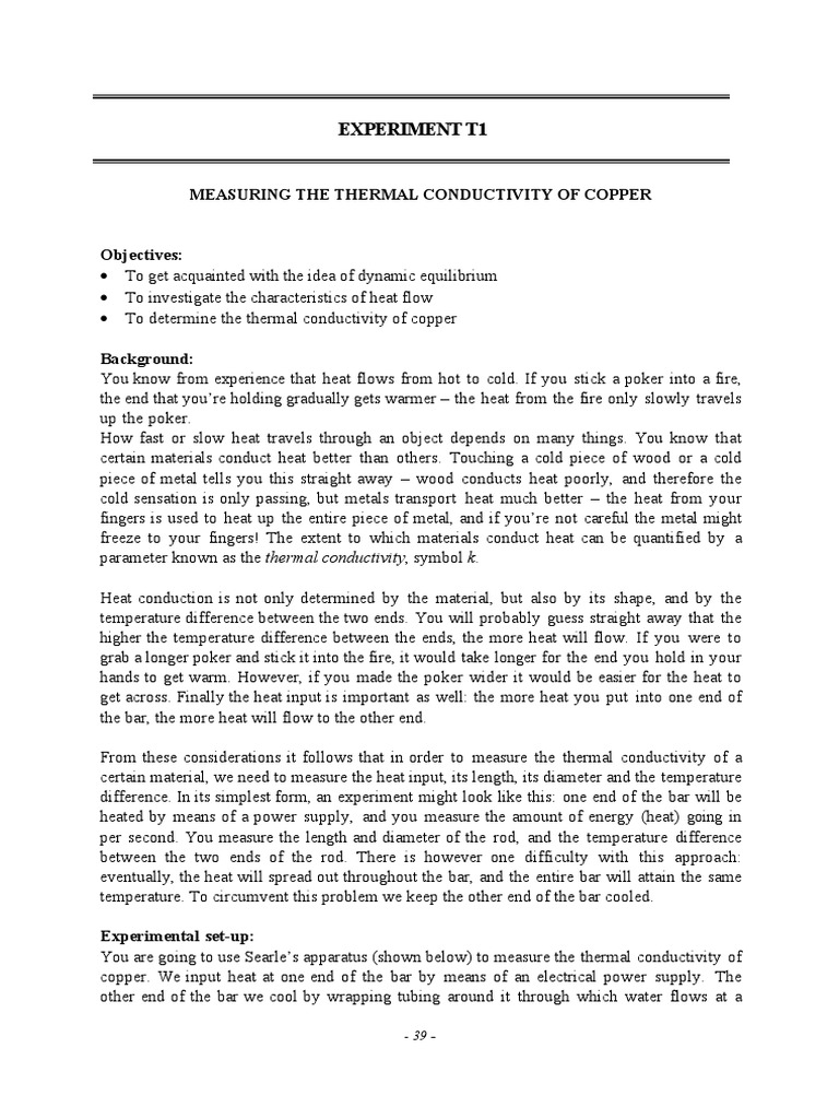 Measuring The Thermal Conductivity of Copper | PDF | Heat | Thermal ...