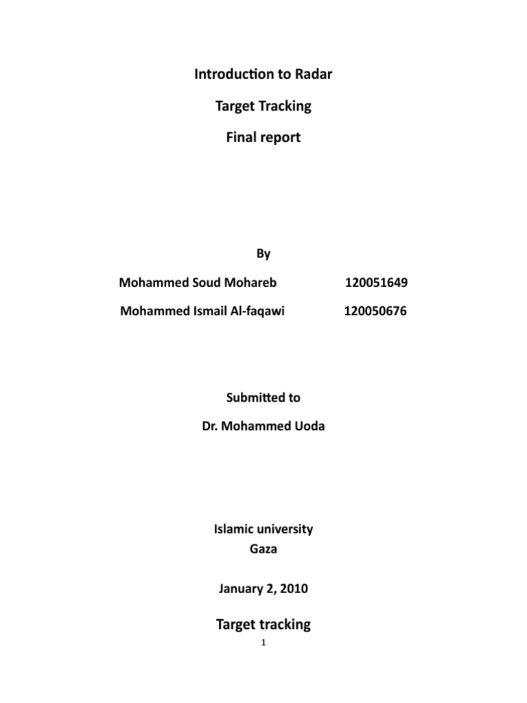 Target Tracking Pdf Radar Telecommunications Engineering