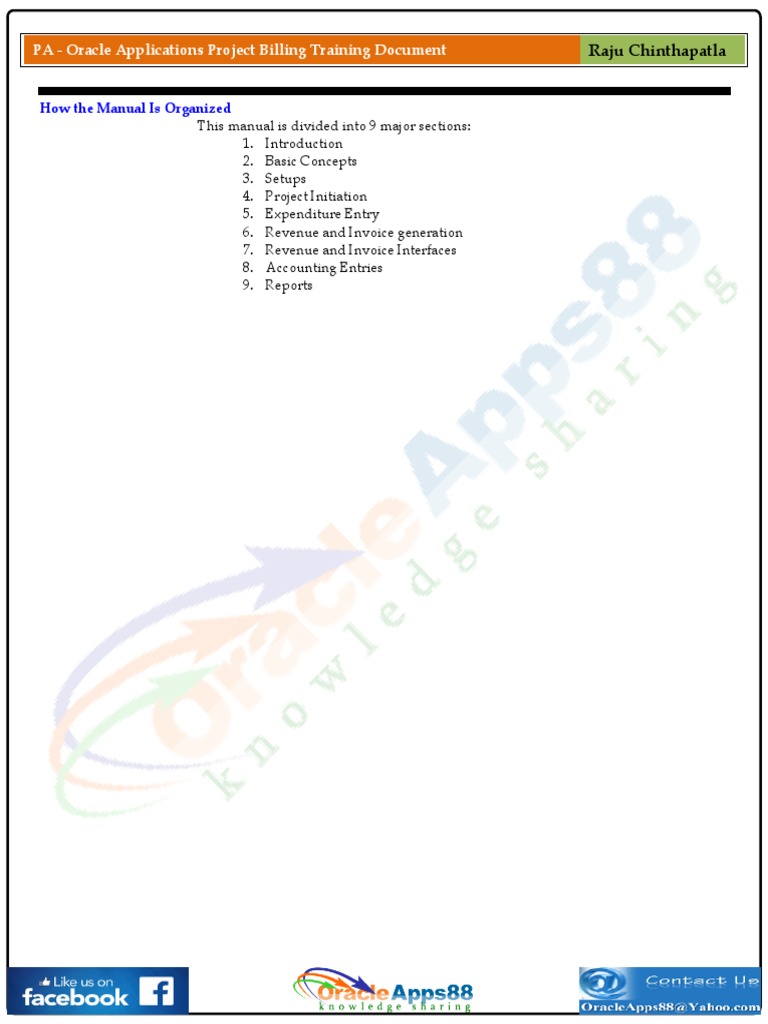 PA - Oracle Applications Project Billing Training Document PDF | PDF ...