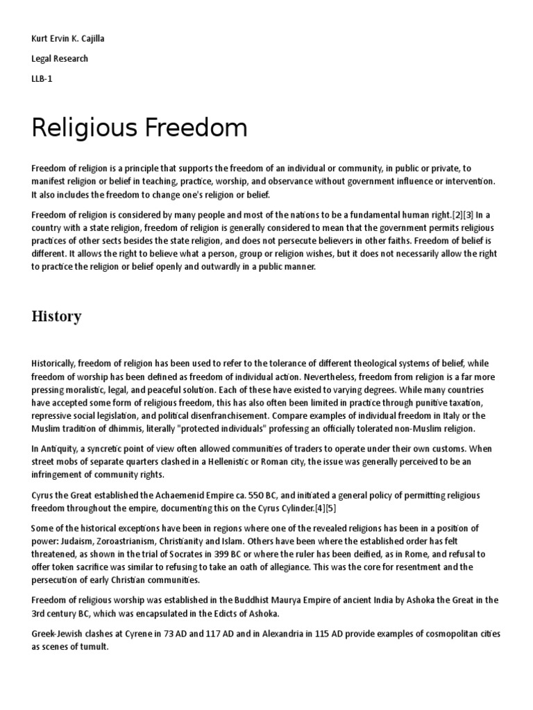 Religious Freedom: History | Download Free PDF | Freedom Of Religion ...