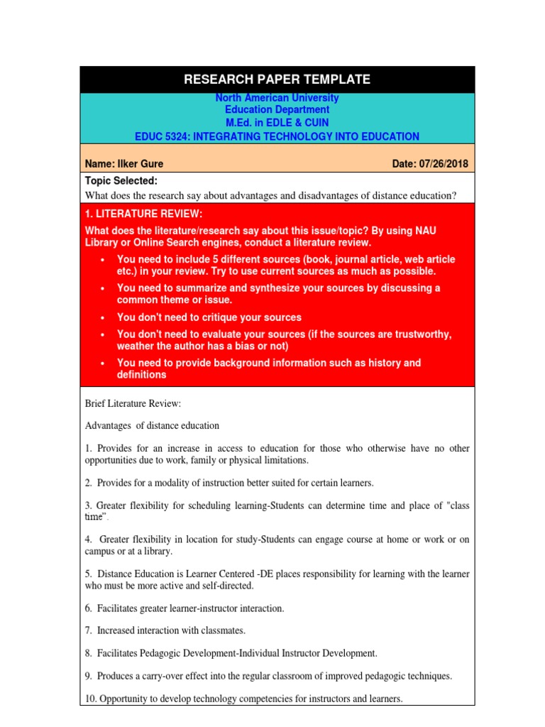 Educ 5324-Research Paper | PDF | Distance Education | Applied Psychology