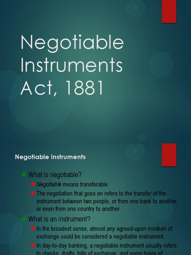 Negotiable Instruments | PDF | Negotiable Instrument | Cheque