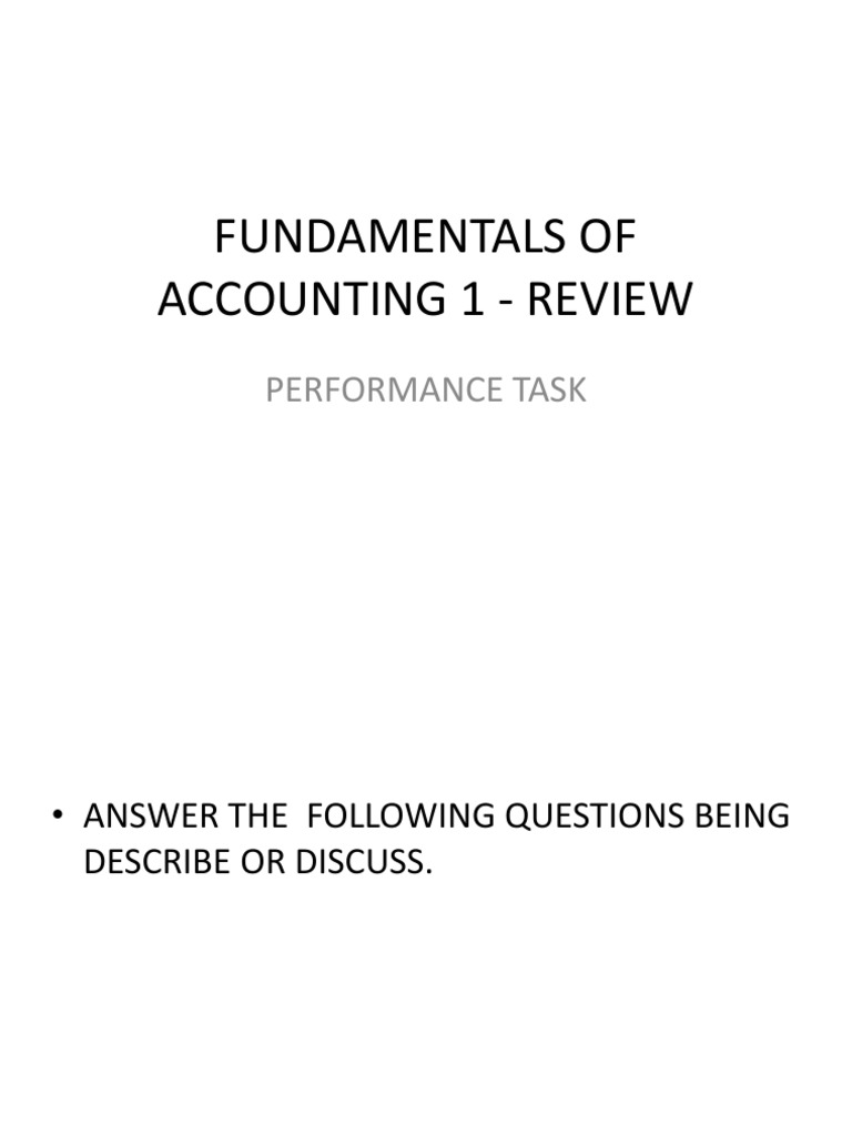 Fundamentals of Accounting 1 - Review | PDF | Financial Statement ...