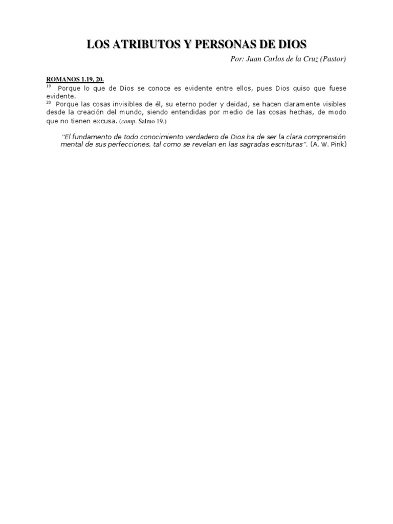 Los Atributos y Personas de Dios | PDF | Dios en el cristianismo | Yahvé