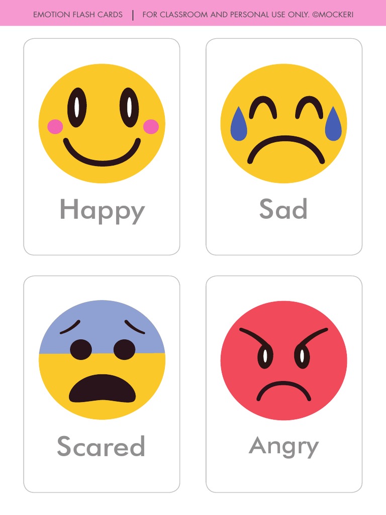 Emotion Flashcards for Classroom Use | PDF