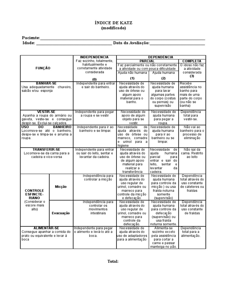 Índice de Katz - modificado.pdf | Roupas | Esboço