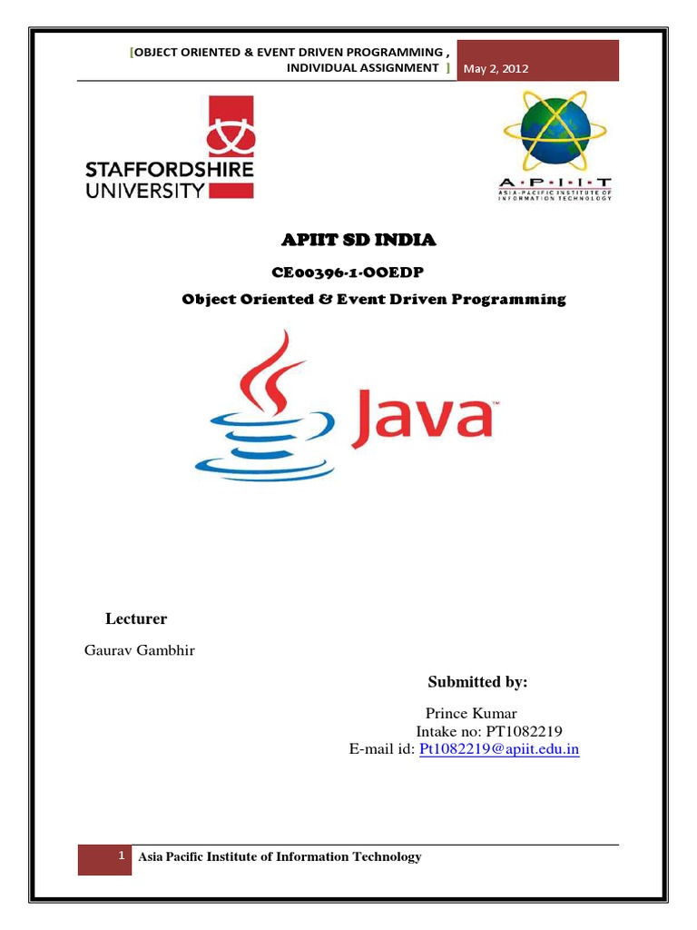 Apiit SD India: CE00396-1-OOEDP Object Oriented & Event Driven Programming | PDF | Unified ...