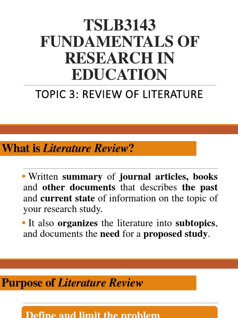 Literature Review in Educational Research | PDF | Primary Sources ...
