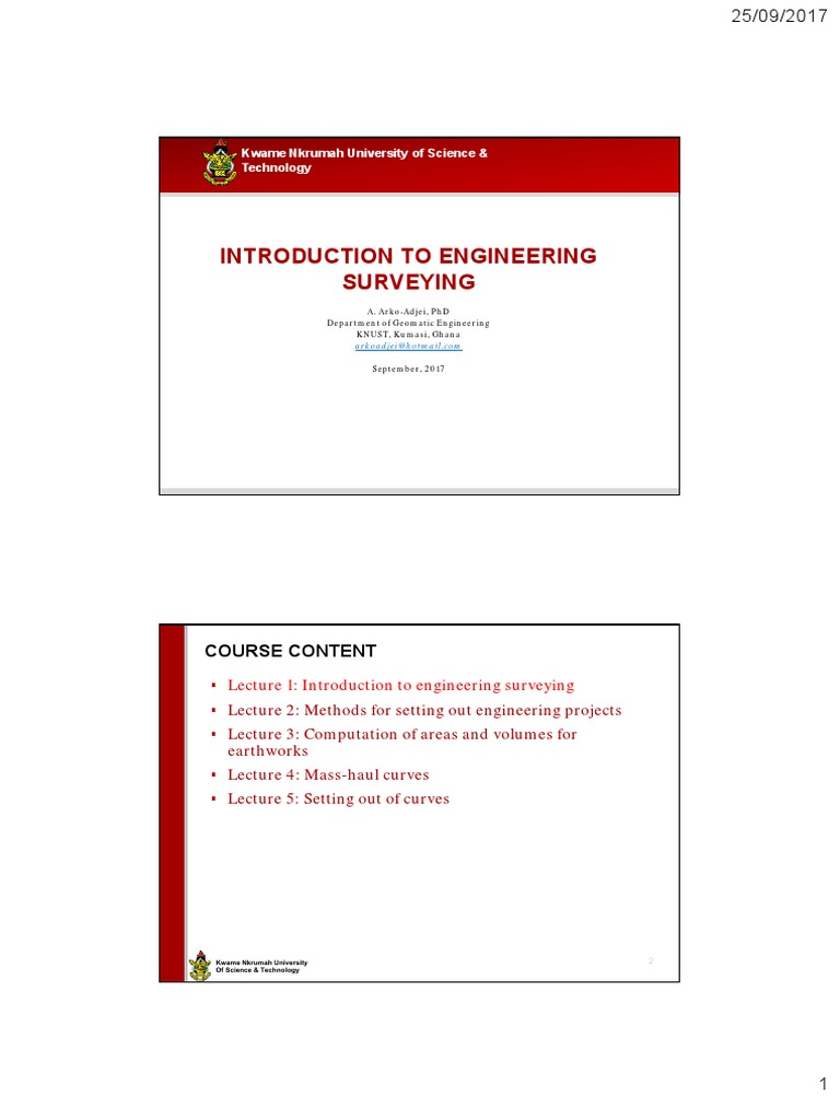 Introduction To Engineering Surveying | PDF | Surveying | Accuracy And ...