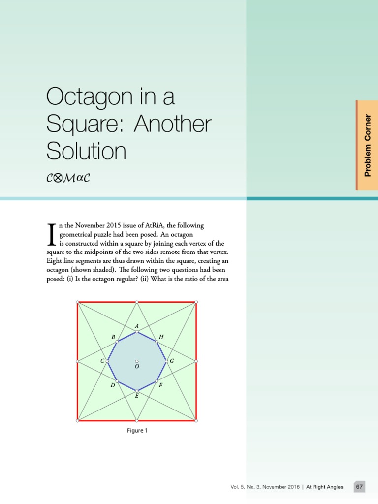 Ratio of an Octagon to a Square | PDF | Area | Elementary Geometry