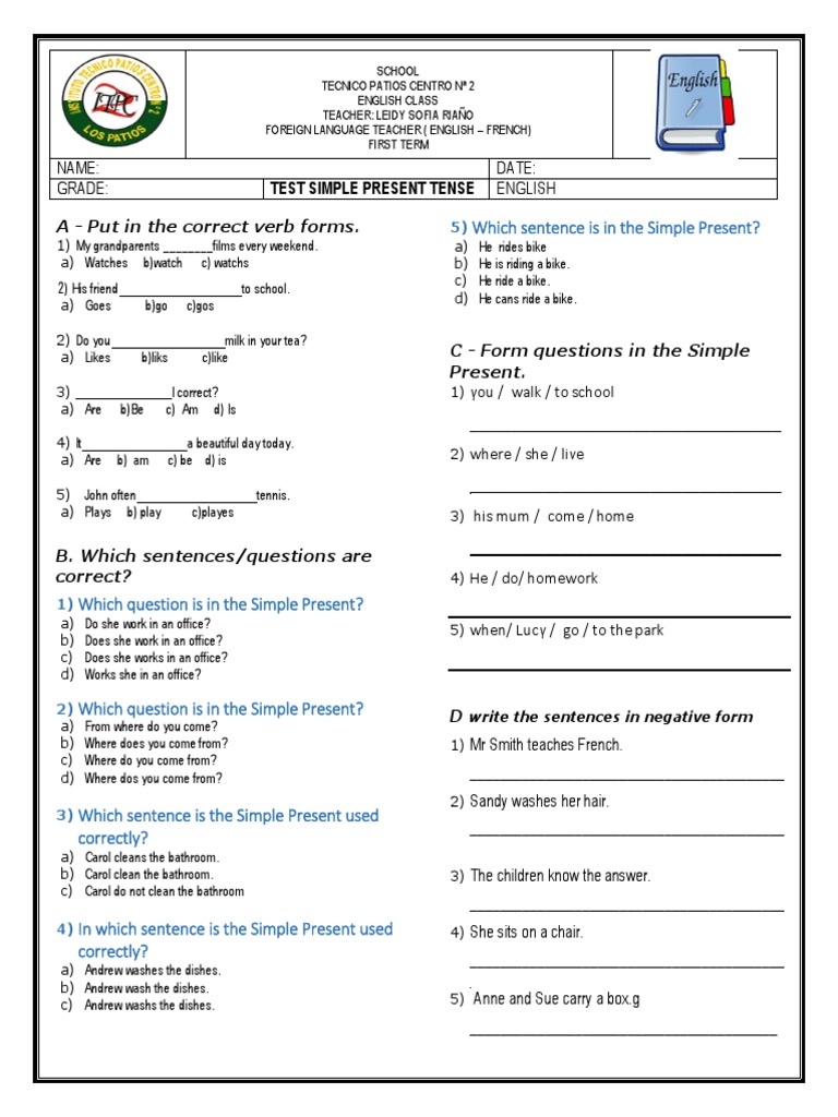 Test Simple Present Tense2 | PDF | Linguistic Morphology | Semiotics