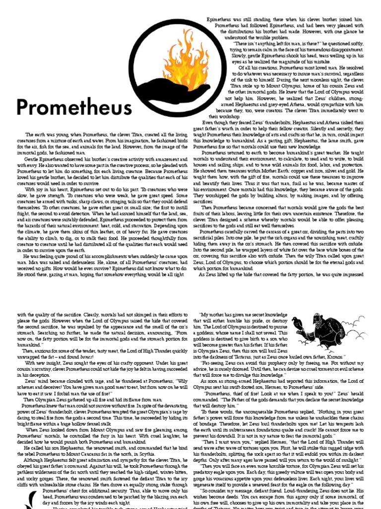 Prometheus Myth | PDF | Prometheus | Zeus