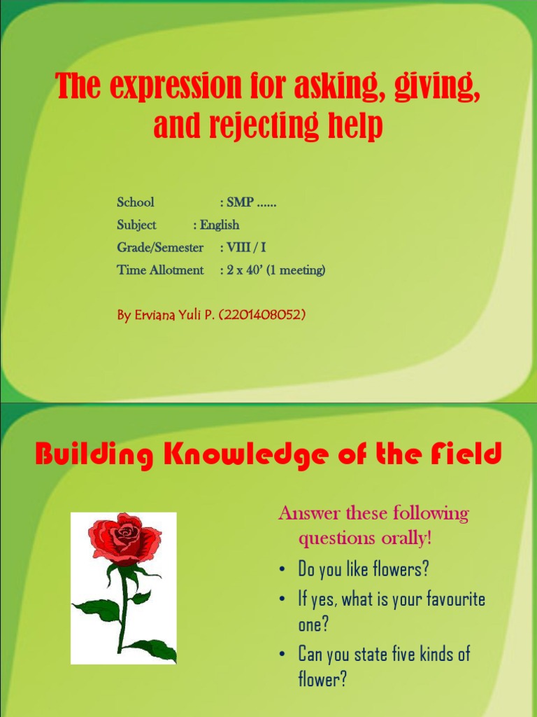 The Expression For Asking, Giving, and Rejecting Help | PDF | Grammar ...