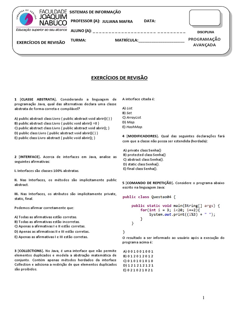 Exercicio Apostila Java Orientação A Objetos Pdf Classe