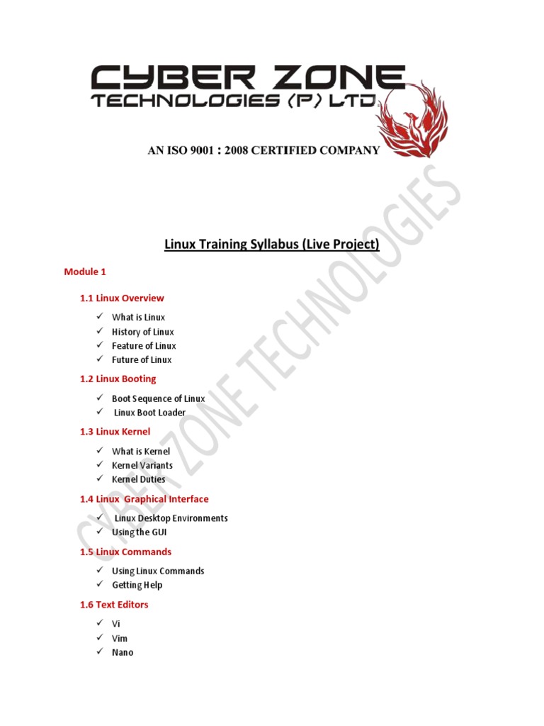 Linux Training Syllabus (Live Project) | PDF | Linux | Kernel (Operating System)