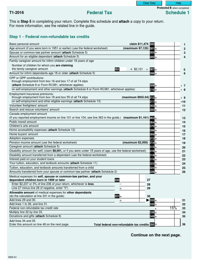 T1 Schedule 1 PDF | PDF | Tax Credit | Student Loan