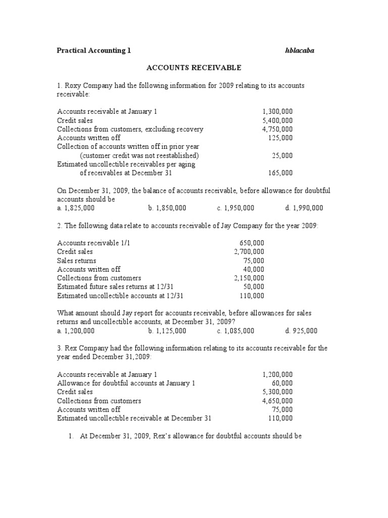 Account Receivable | PDF | Bad Debt | Debits And Credits