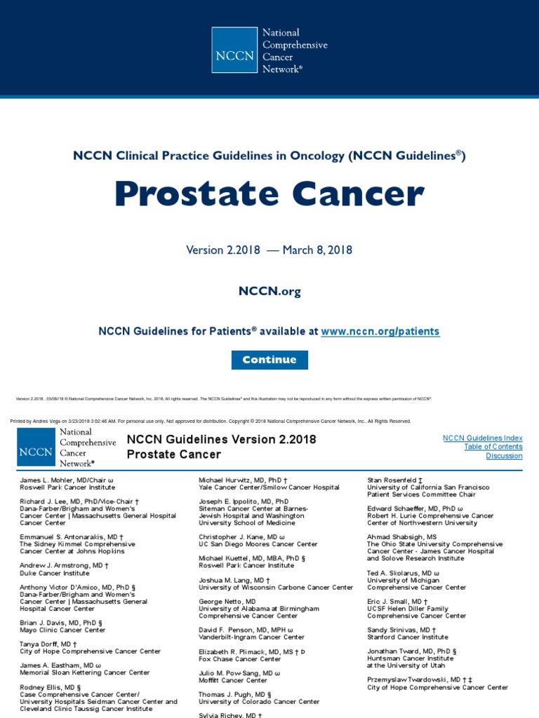 NCCN - Cancer Prostata | PDF | Prostate Cancer | Prostate Specific Antigen
