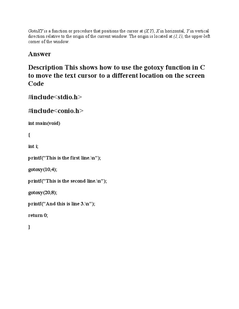 Gotoxy | PDF | Software | Computer Programming