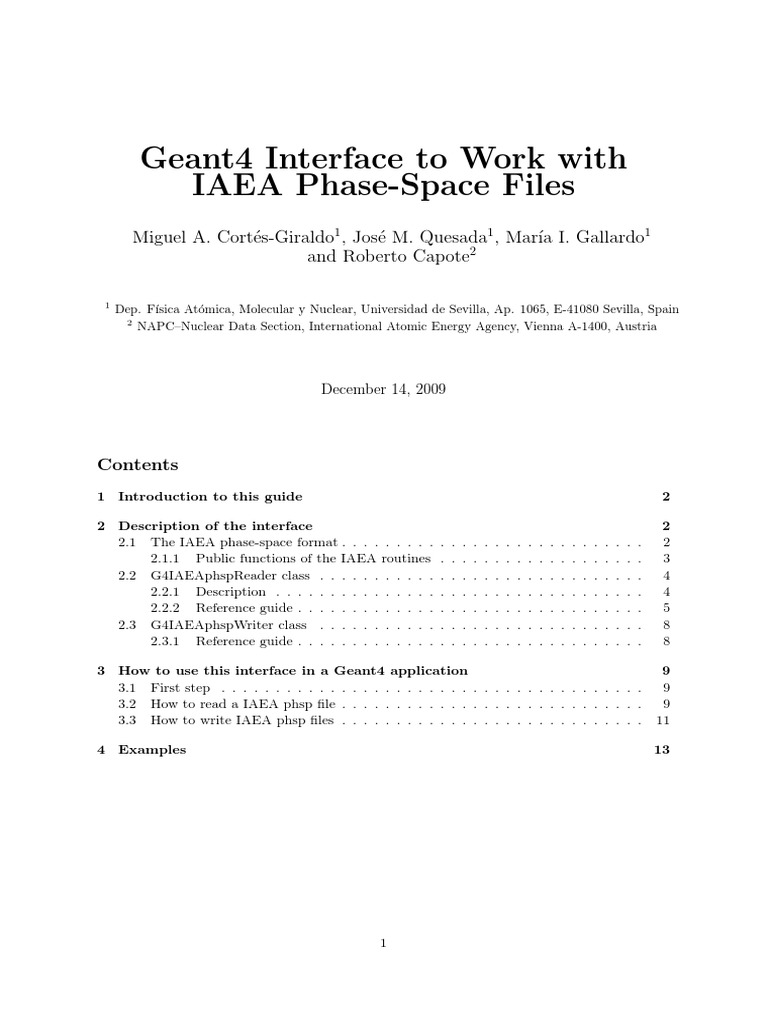 Geant4 Interface To Work With IAEA Phase-Space Files | PDF | Class (Computer Programming ...