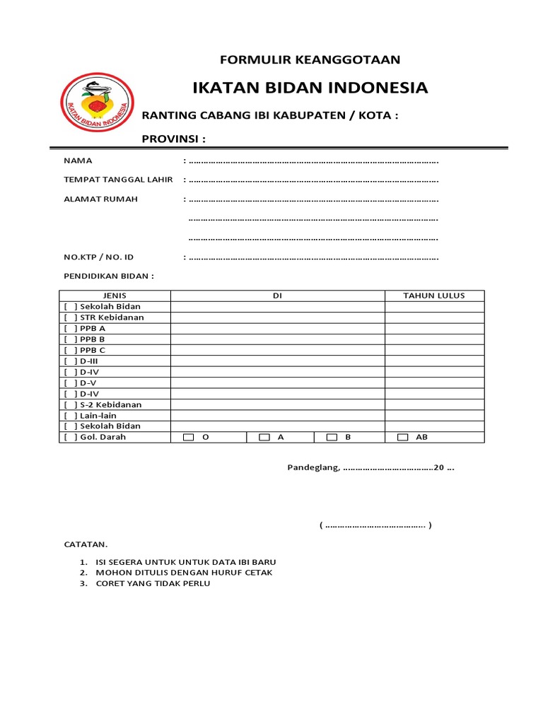 Formulir Keanggotaan | PDF