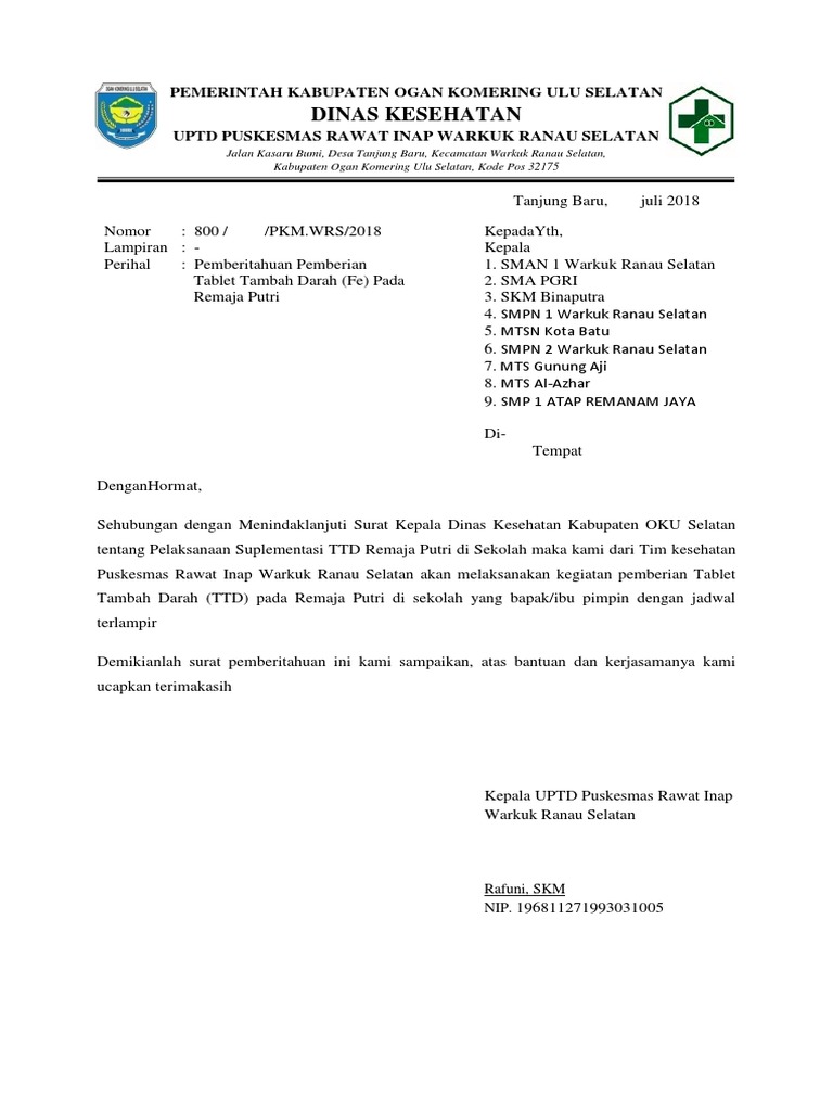 Pemberian Tablet Tambah Darah Remaja Putri | PDF